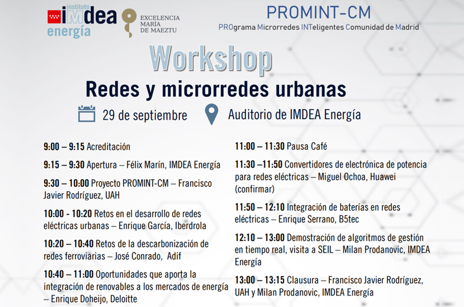 IMDEA Energía organiza, el próximo 29 de septiembre, un Workshop sobre el desarrollo de 'Redes y ...